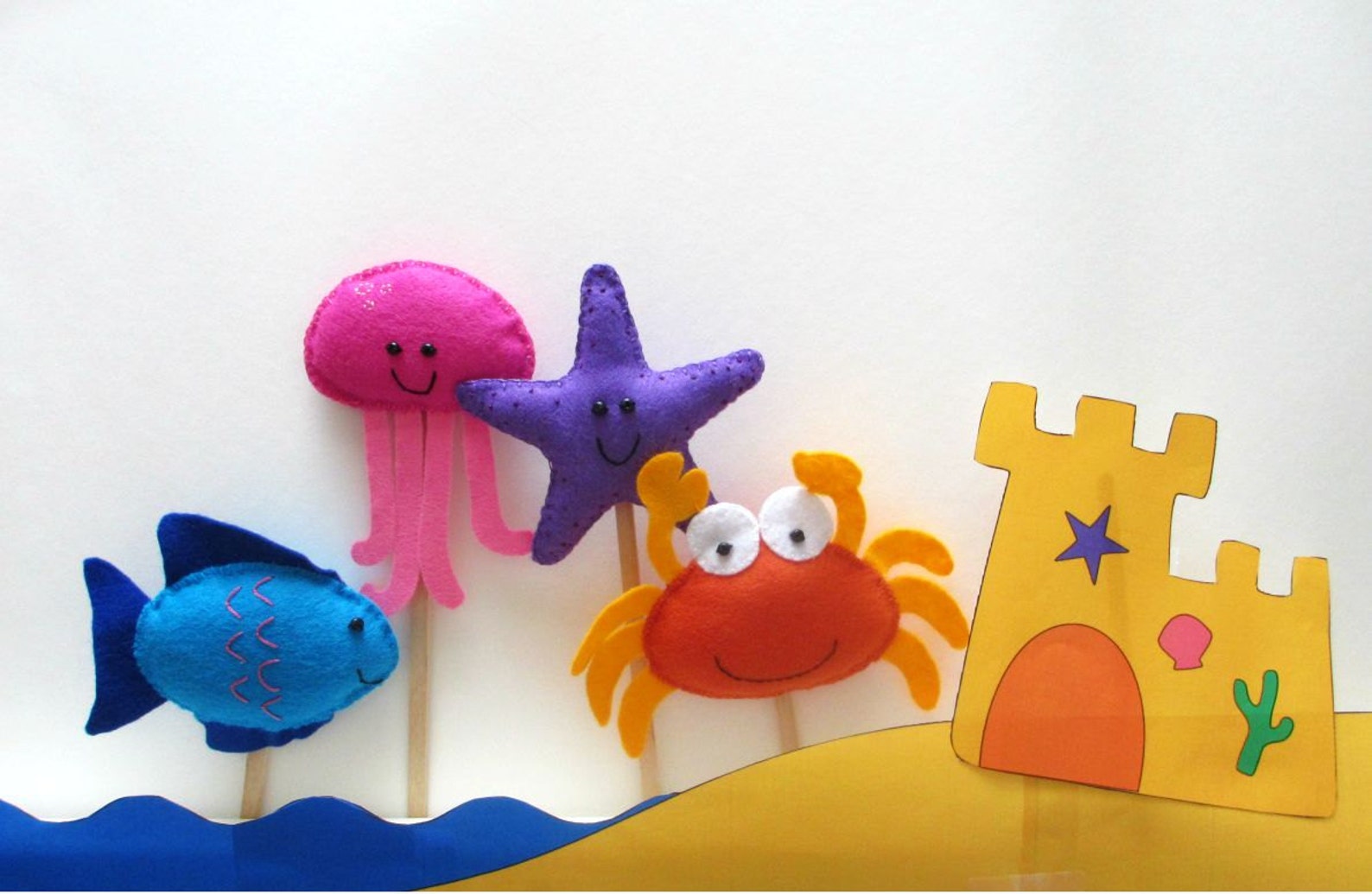 Felt Animal Puppet Pattern or Cake Toppers. Seaside Animals. Instant ...