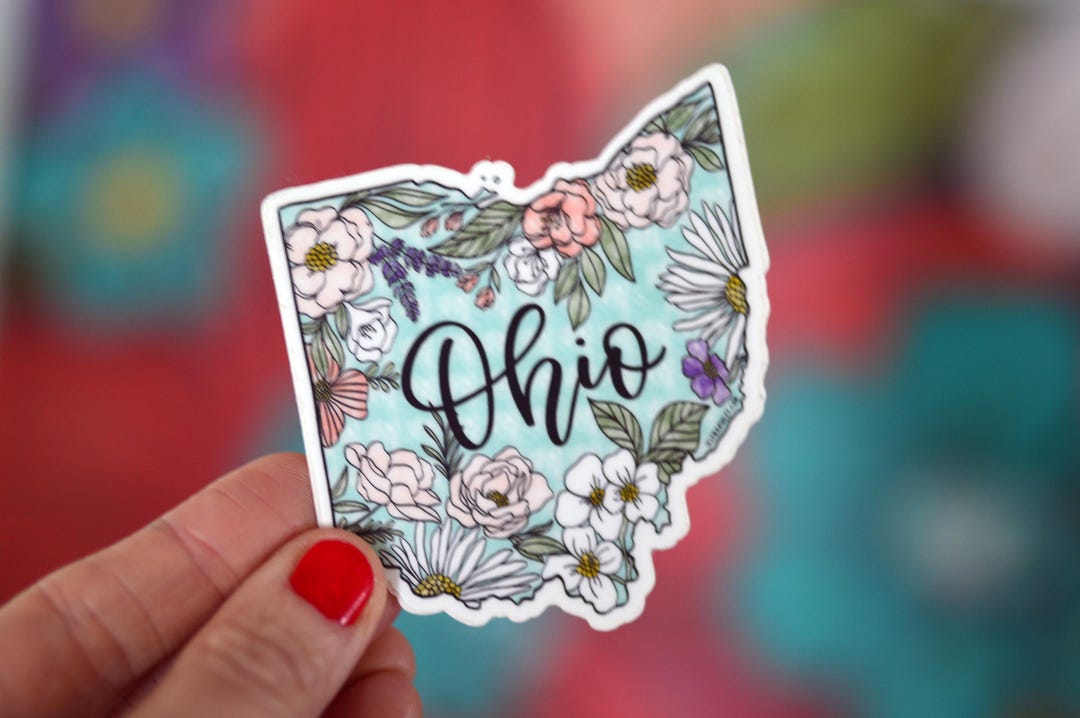 OHIO Map in Floral I Vinyl Sticker Decal - Etsy