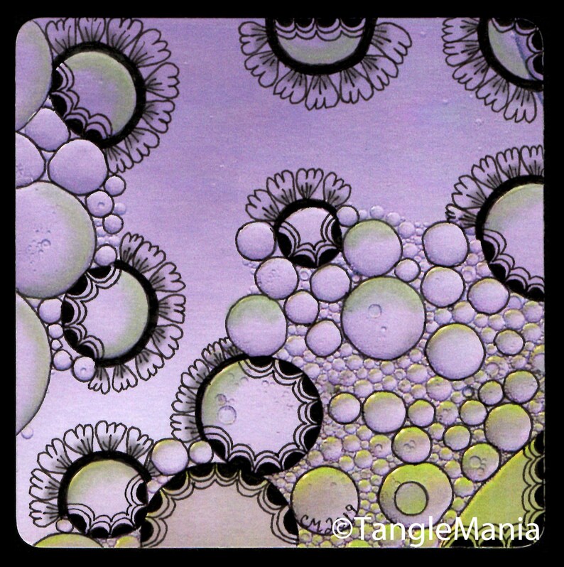 Set (D) of 5 Colored Bubble Tiles for Zentangle Art Work- 4 1/2-inch ...