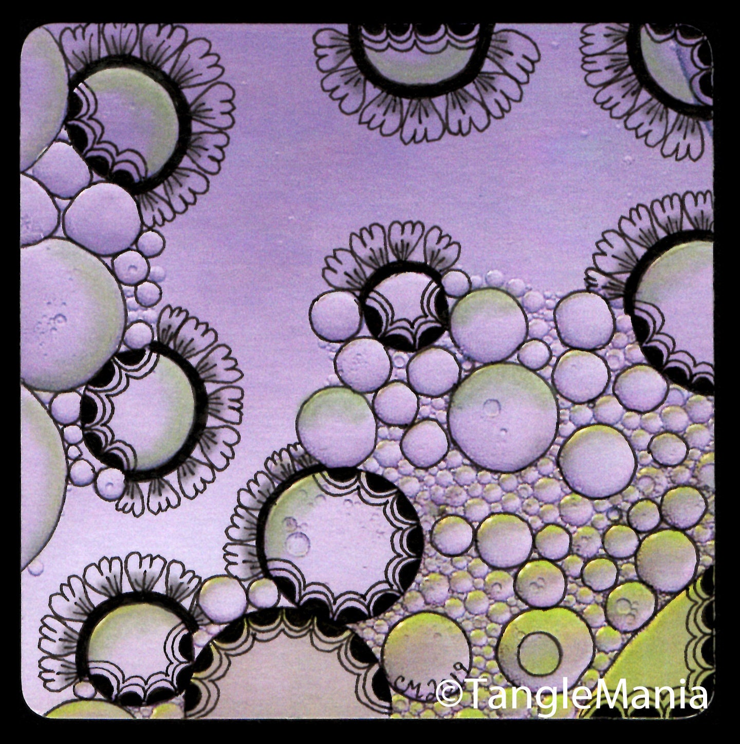 Set (D) of 5 Colored Bubble Tiles for Zentangle Art Work- 4 1/2-inch ...