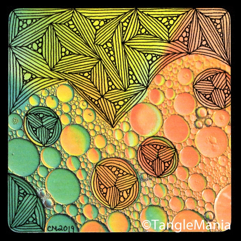 Set (E) of 5 Colored Bubble Tiles for Zentangle Art Work- 4 1/2-inch ...