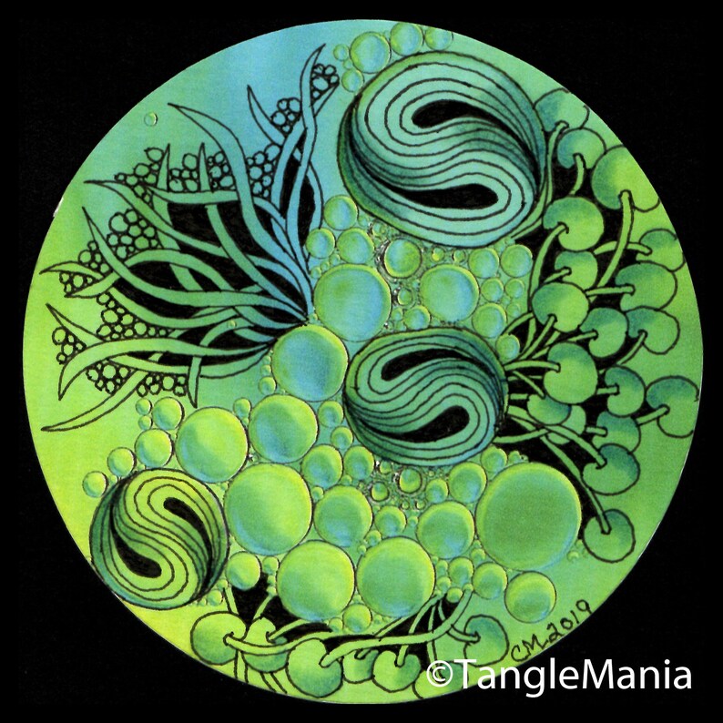 Set B of 5 Colored Bubble Zendala Tiles for Zentangle Art | Etsy