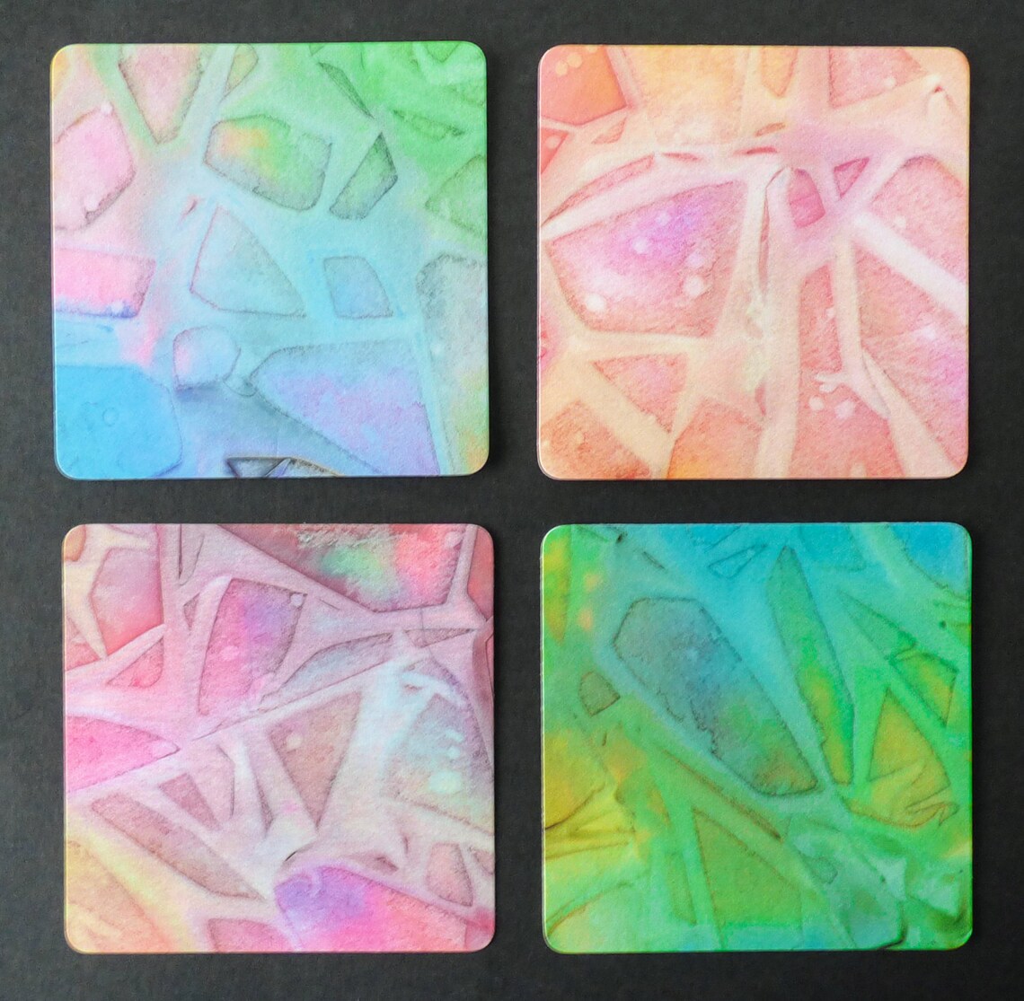 Set of Pre-strung Colored Tiles for Zentangle Art Work- 4-inch Square ...