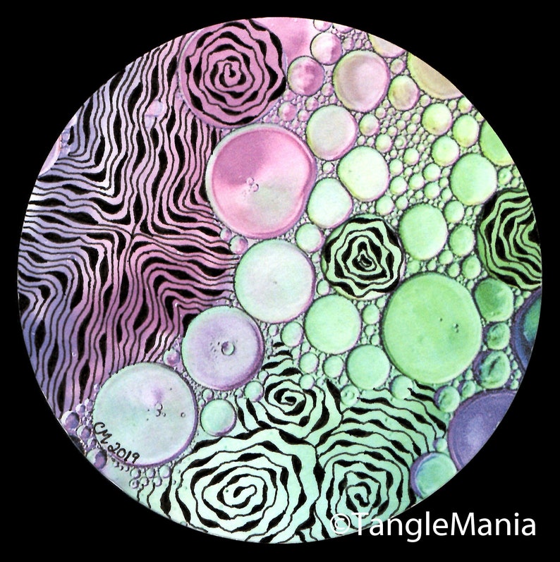 Set (C) of 5 Colored Bubble Zendala Tiles for Zentangle Art Work- 4-1/2 ...