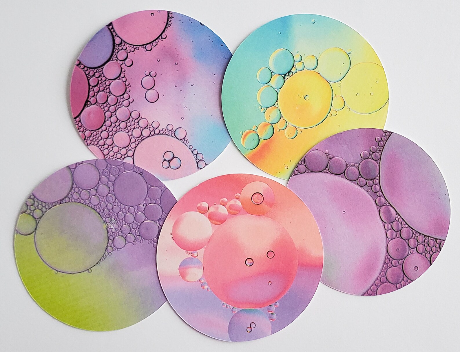 Set (A) of 5 Colored Bubble Zendala Tiles for Zentangle Art Work- 4-1/2 ...