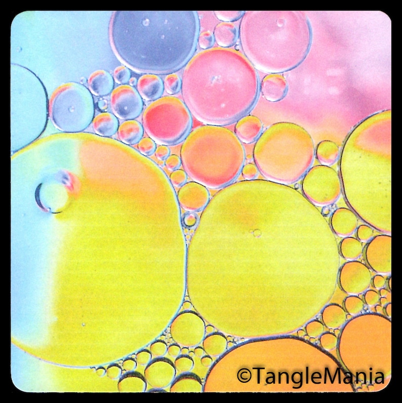 Set (C) of 5 Colored Bubble Tiles for Zentangle Art Work- 4 1/2-inch ...