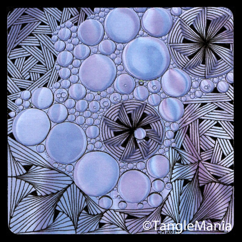 Set (C) of 5 Colored Bubble Tiles for Zentangle Art Work- 4 1/2-inch ...
