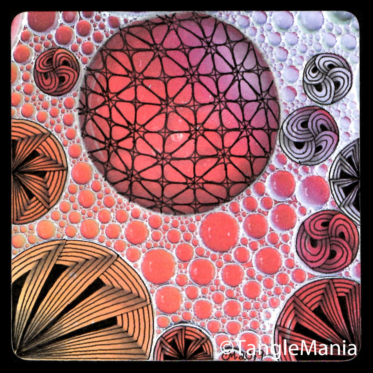 Set (F) of 5 Colored Bubble Tiles for Zentangle Art Work- 4 1/2-inch ...