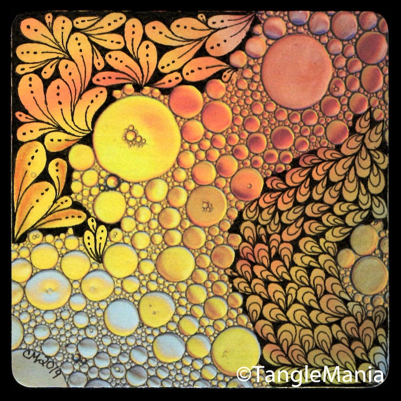 Set (A) of 5 Colored Bubble Tiles for Zentangle Art Work- 4 1/2-inch ...