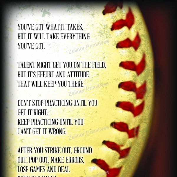Baseball Motivational Poster - Etsy