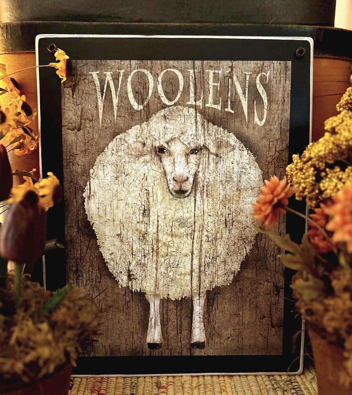 Woolens Sheep Wood Sign: Primitive Folk Art Print (11x14) - Etsy