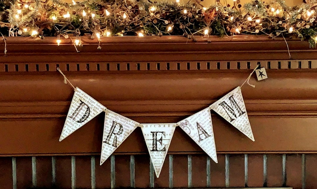 Dream Banner: Handmade Pennant Garland With Wood Backing (32" Long) - Etsy