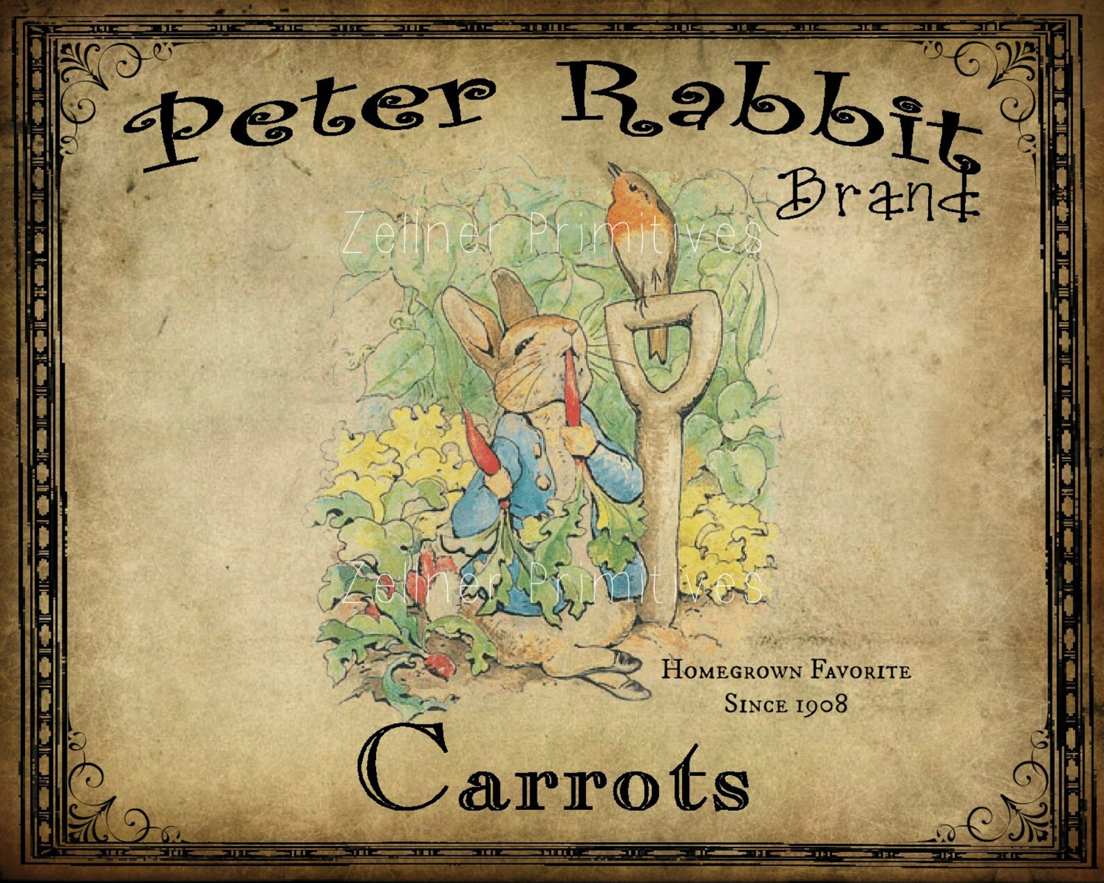 Peter Rabbit Brand Carrots / Print Adhered to Wood / Complete - Etsy