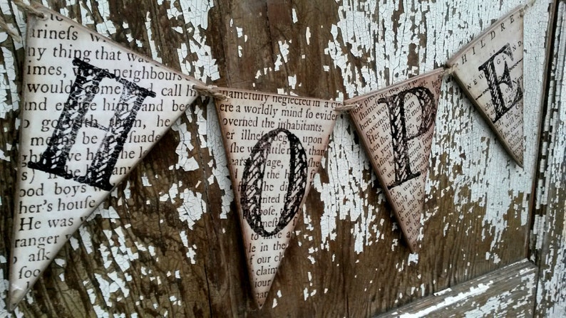 Hope Banner / Made With Wood / 4 Pennants Strung Together | Etsy