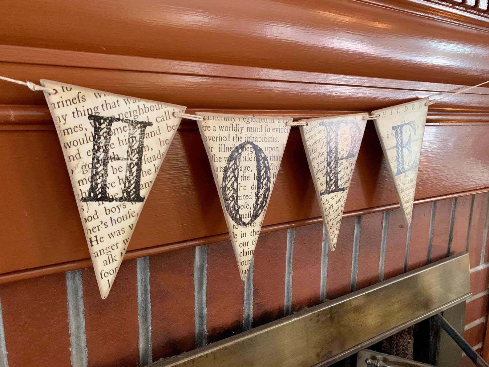 Hope Banner / Made With Wood / 4 Pennants Strung Together With - Etsy