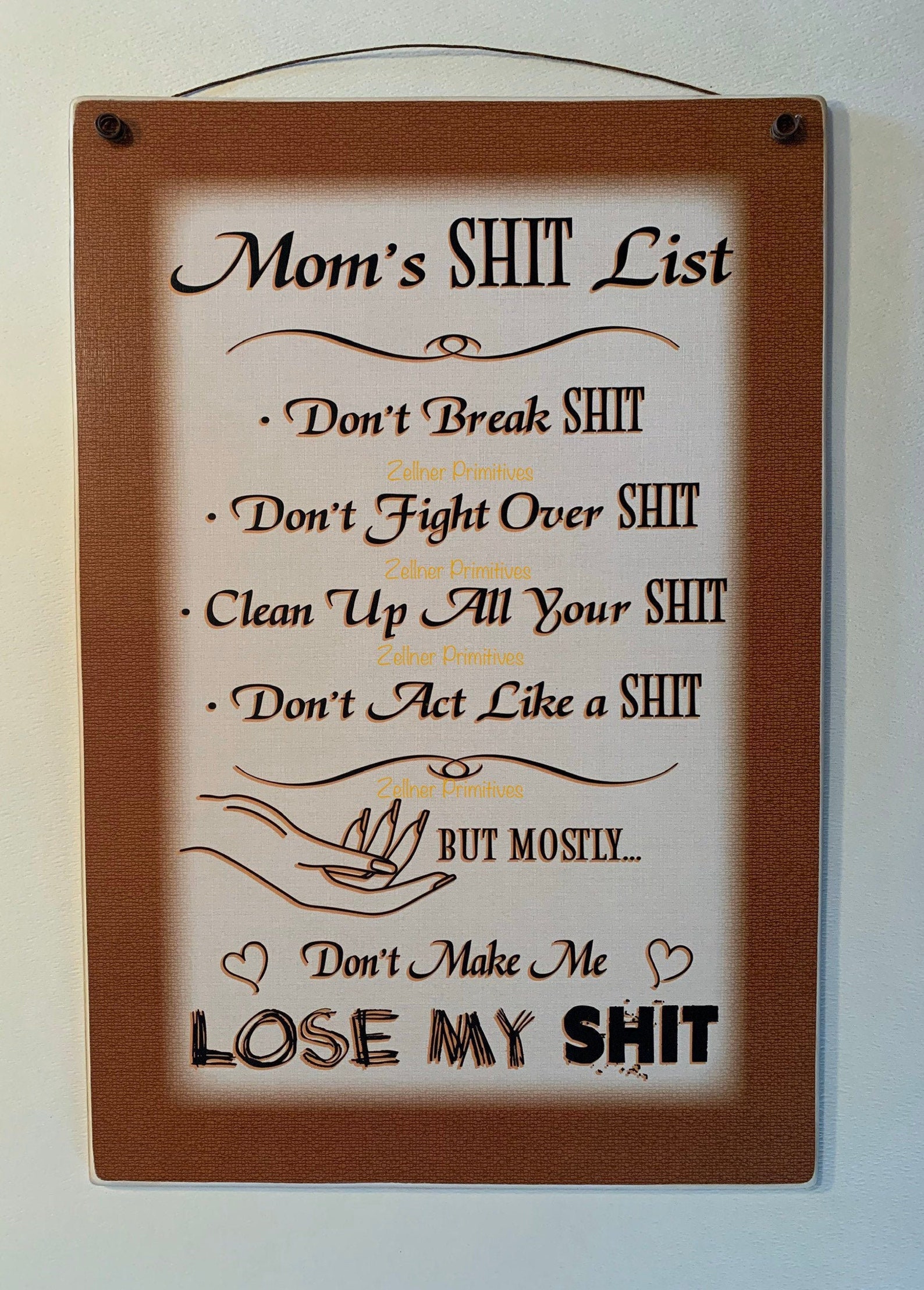 Mom's/dad's Shit List Wood Sign - Funny Photo Gift (16” X 11” - Etsy