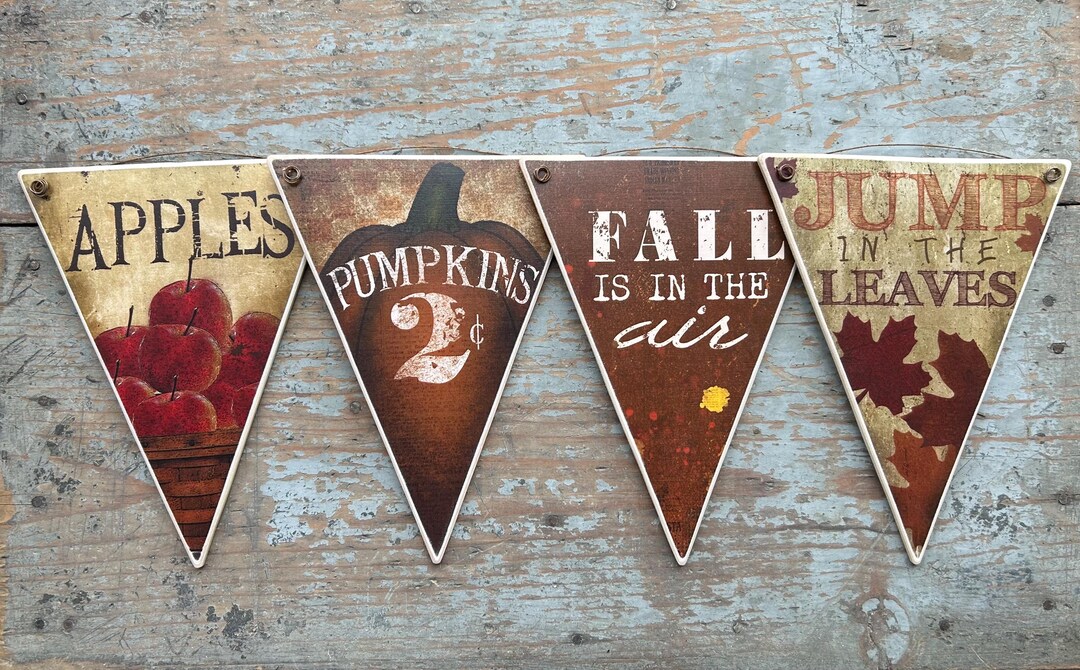 Fall Pennants / Made With Wood / 4 Different Images to Choose From ...