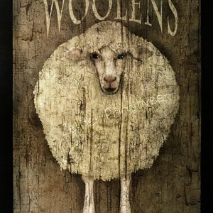 Woolens Sheep Wood Sign: Primitive Folk Art Print (11x14) - Etsy