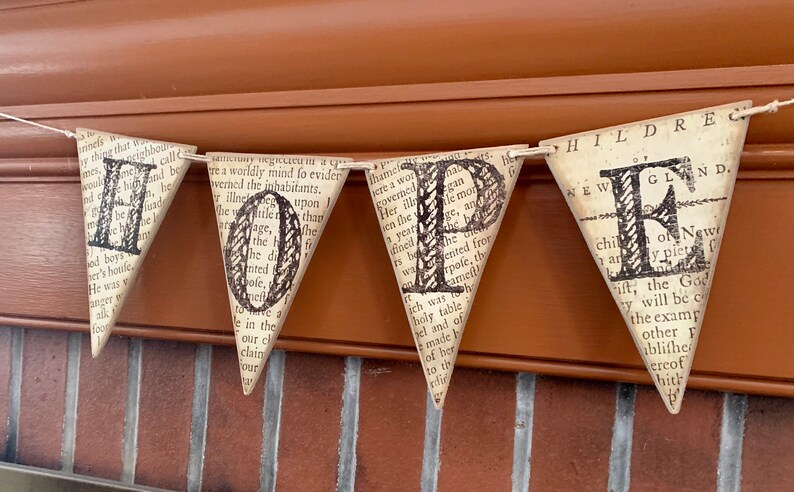 Hope Banner / Made With Wood / 4 Pennants Strung Together With - Etsy