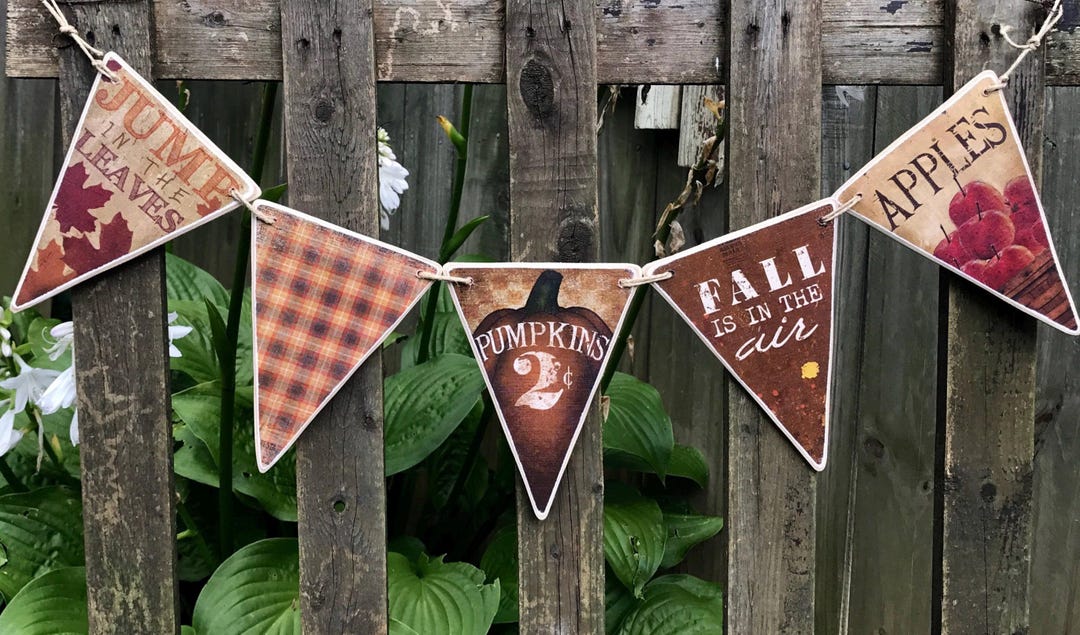 Primitive Fall Pennant Banner: Vintage-style Autumn Decor - Etsy
