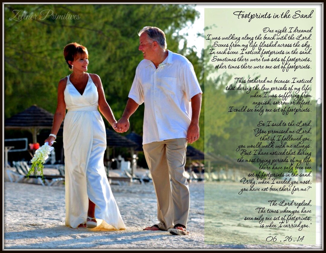 Your Photo Custom Made by Adding the Poem Footprints in the Sand ...