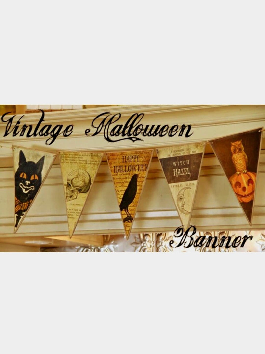 Halloween Banner / Ready to Display / Made With Five Wood Pennants ...