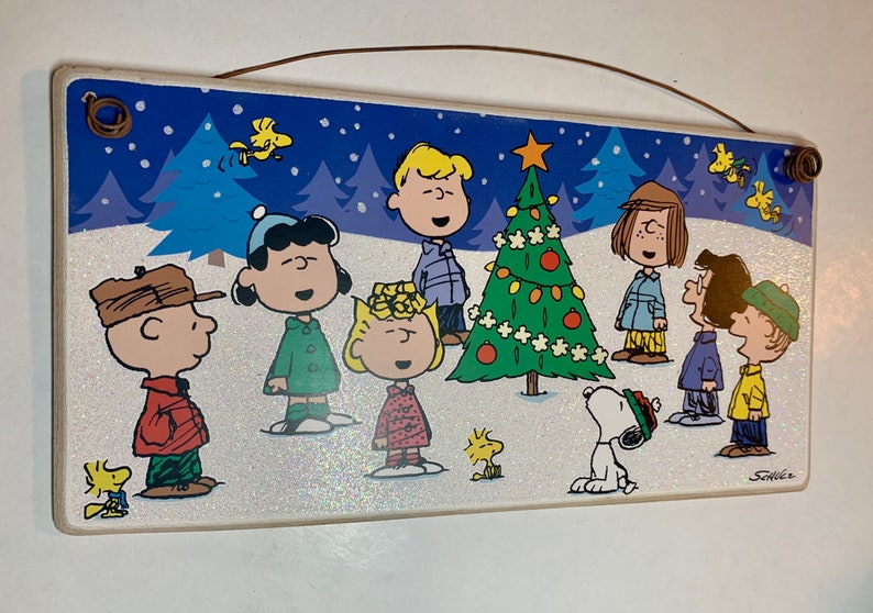 Charlie Brown Christmas Wood Sign: Sparkling Glitter Peanuts Gang Art ...