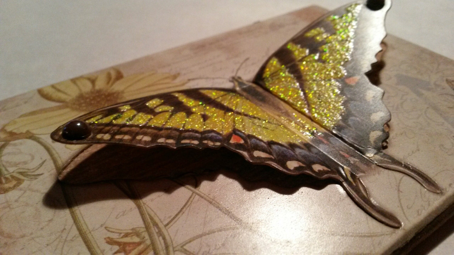3D Butterfly Fridge Magnet: Handmade Oak Wood Plaque With Rusted Wire ...