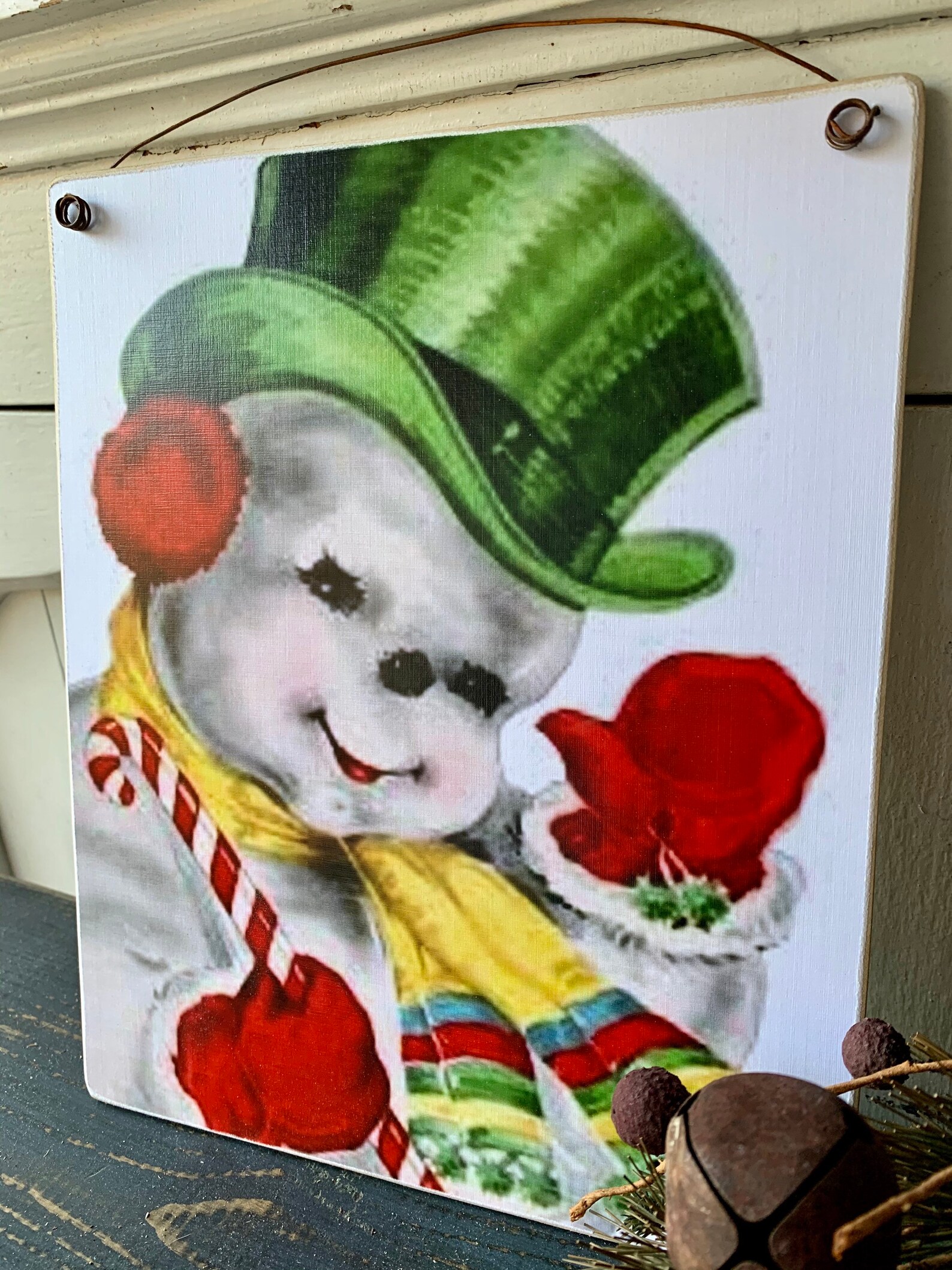 Vintage Snowman Print on Wood Plaque: Handmade Winter Art - Etsy