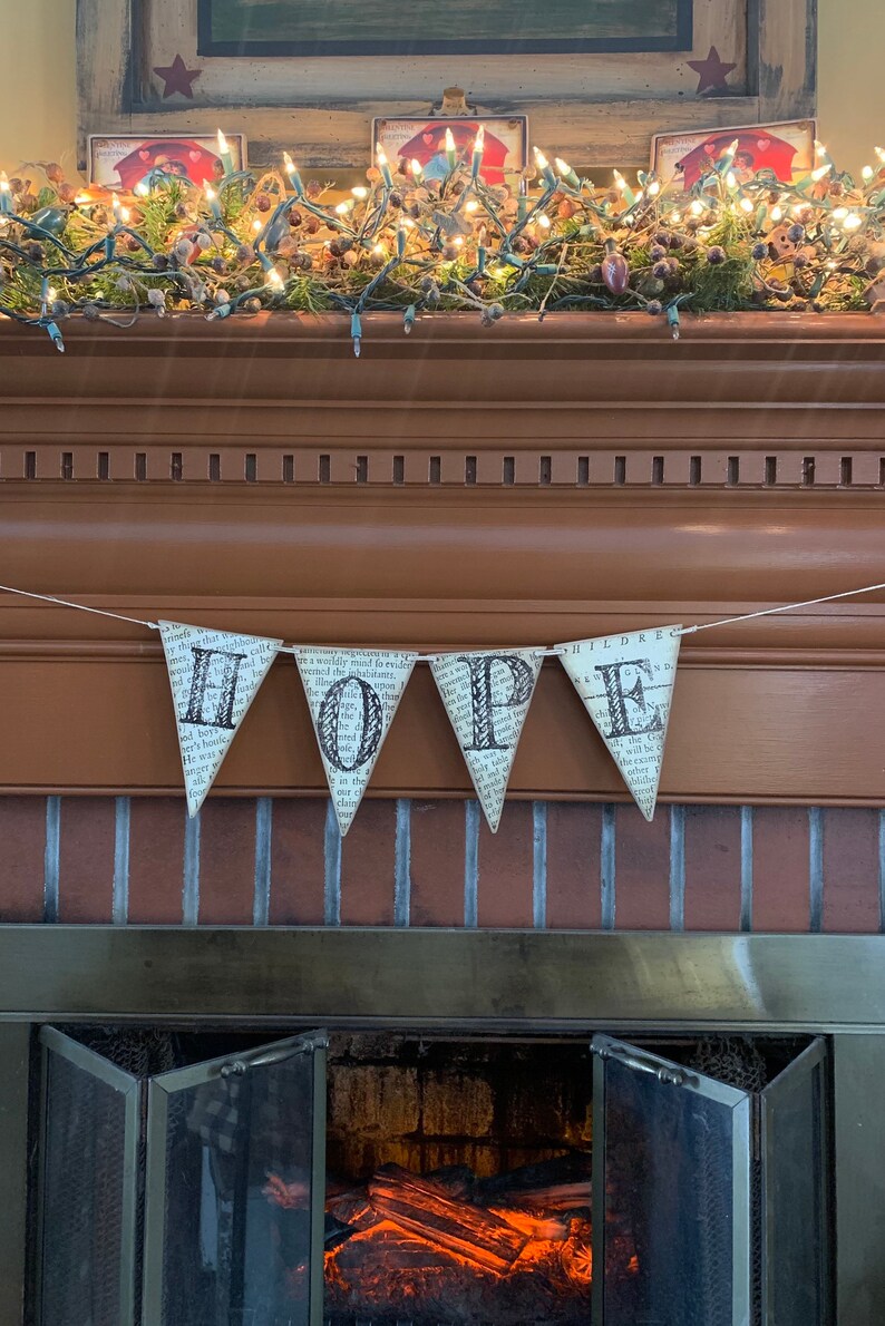 Hope Banner / Made With Wood / 4 Pennants Strung Together With - Etsy