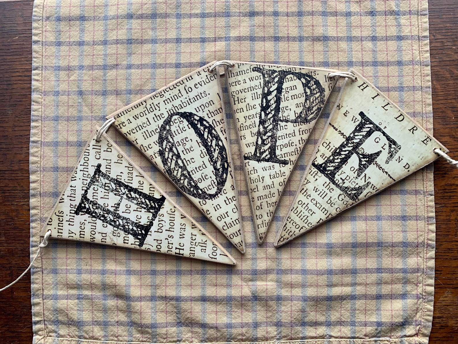 Hope Banner / Made With Wood / 4 Pennants Strung Together With - Etsy