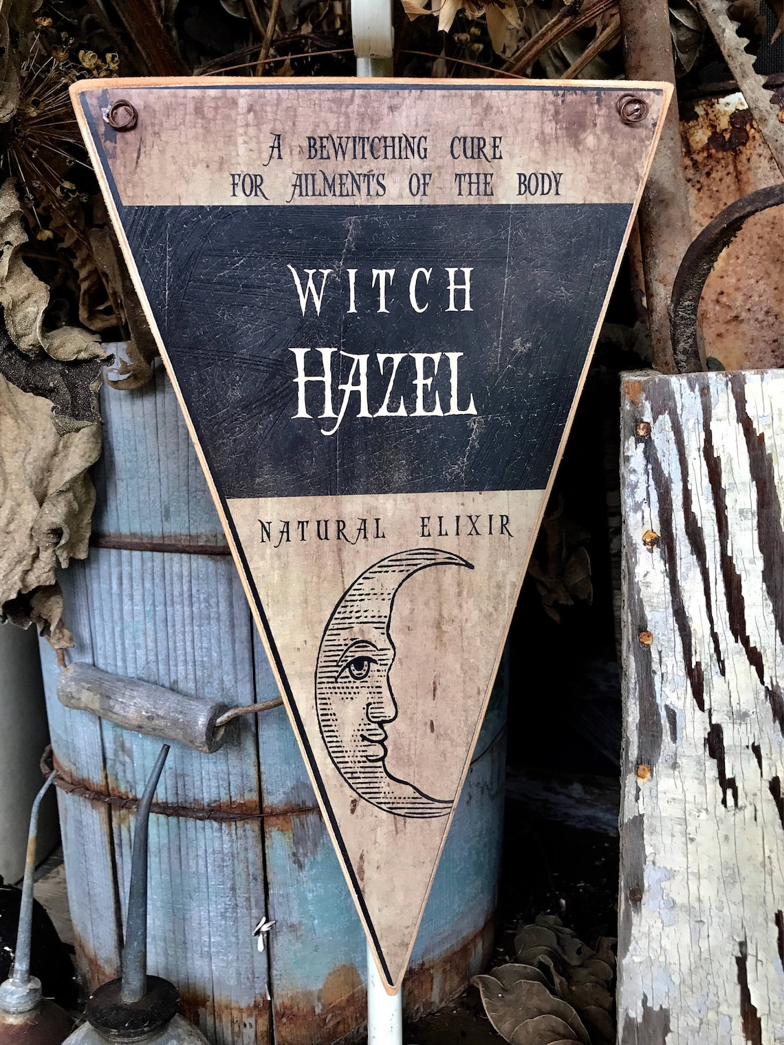 Primitive Halloween Pennant: Witch Hazel Wooden Sign - Etsy