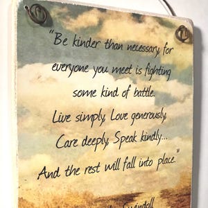 Inspirational Quote Art Print: Be Kinder Than Necessary, Handmade ...