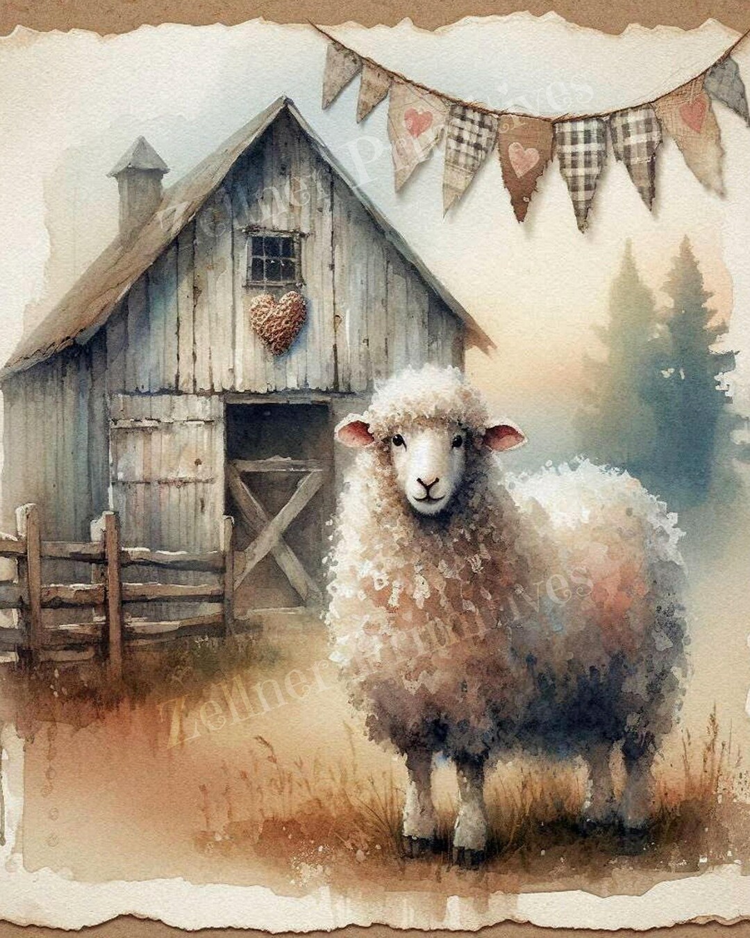 Primitive, Rustic, Sheep, Handmade Wood Plaque or Print to Frame (4x5 ...