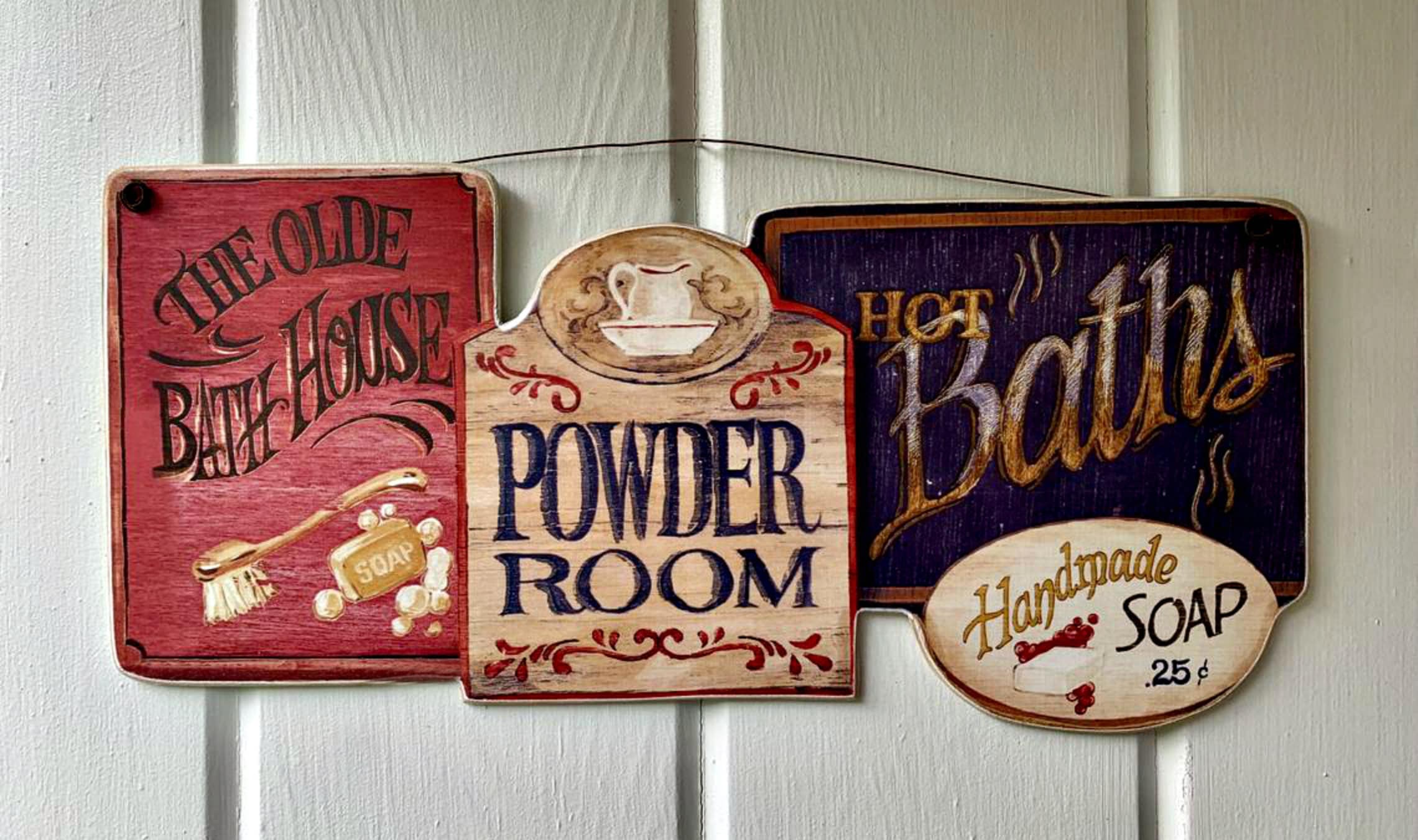 Vintage Bath Art / Wood Sign / Farmhouse Decor / Antique Style - Etsy