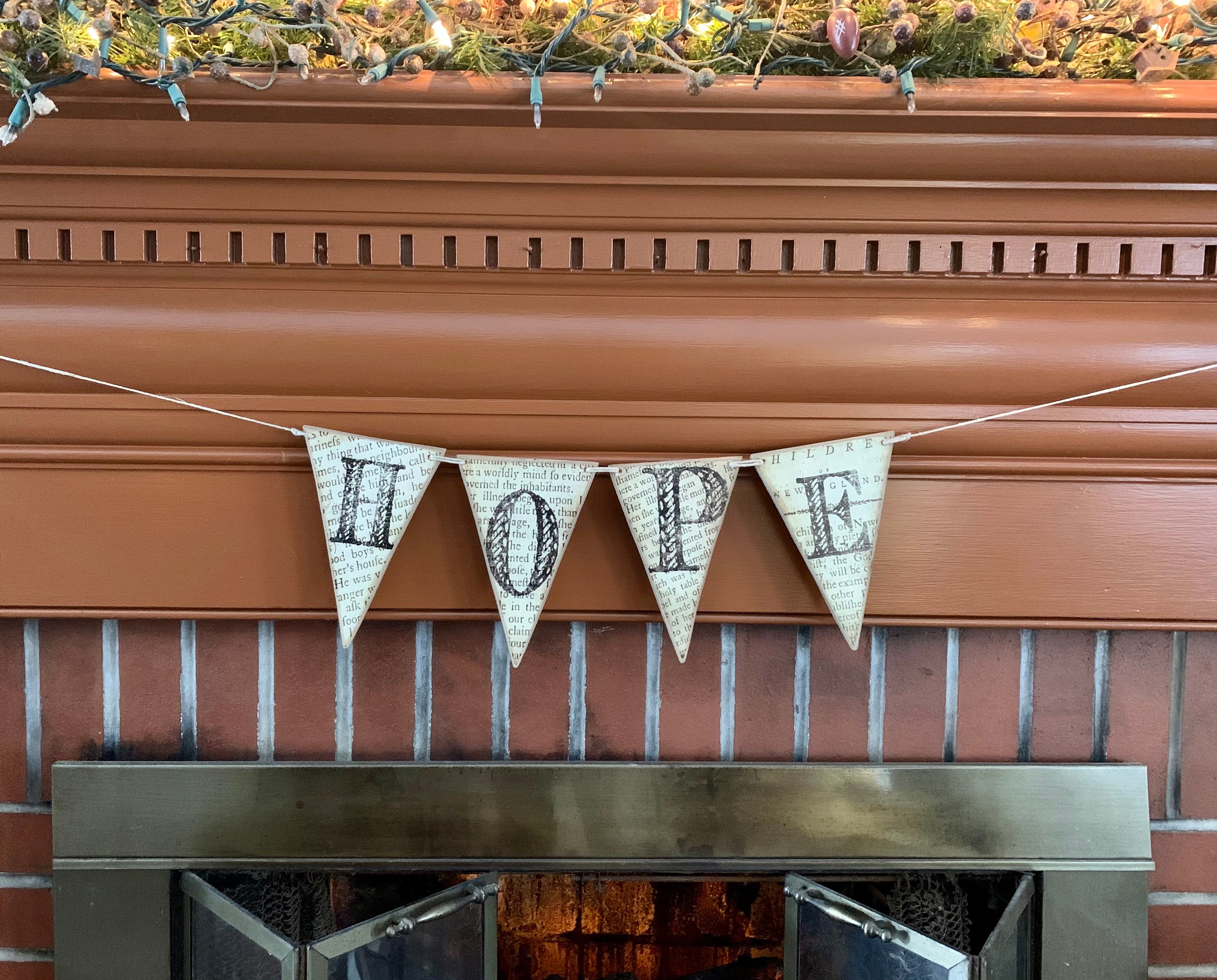 Hope Banner / Made With Wood / 4 Pennants Strung Together | Etsy