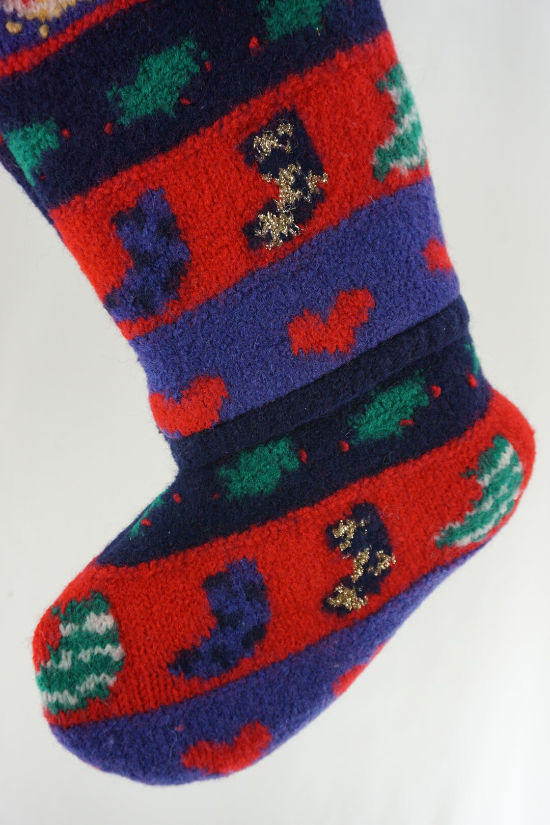Christmas Stocking Wool Felt Repurposed Westport Sweater Hearts ...