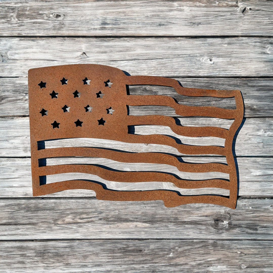 American Flag Sign Rusted Steel Sign Decorative Metal Wall Art United ...
