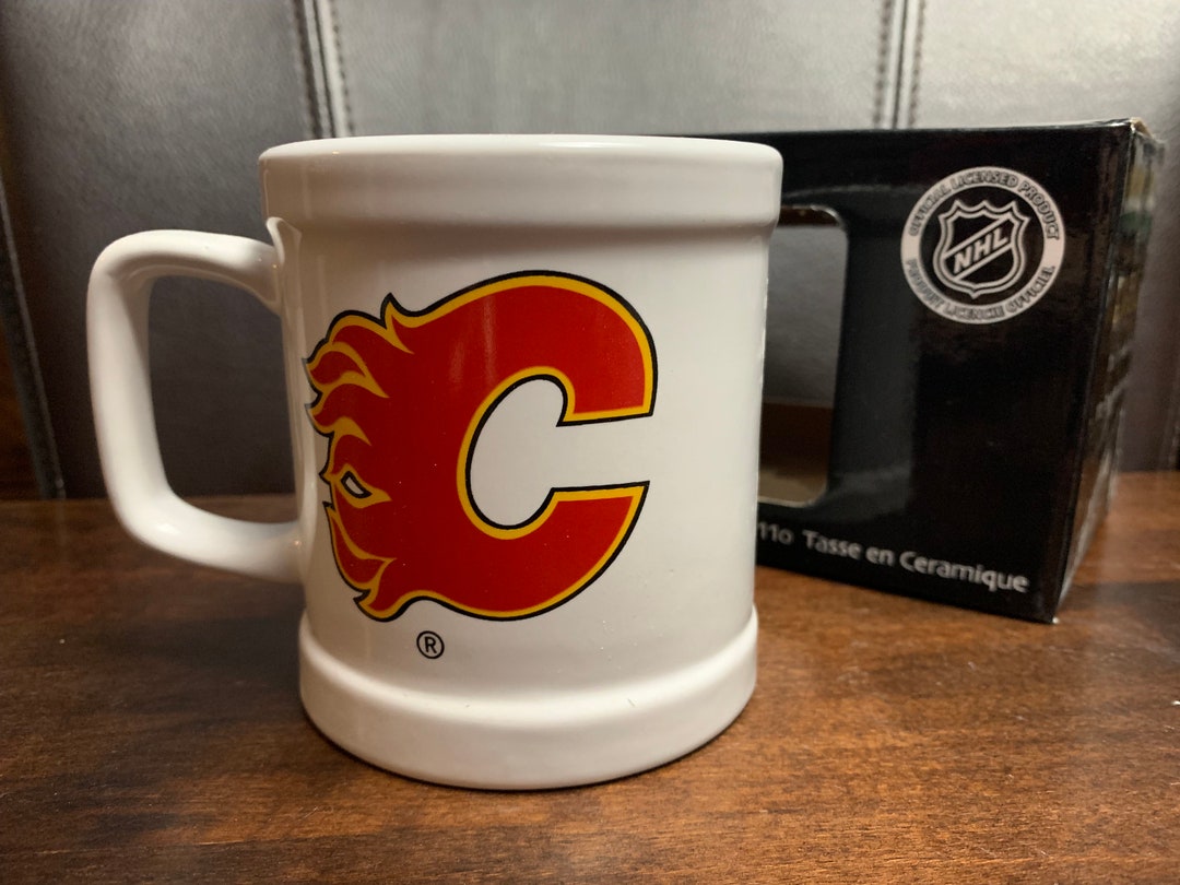 Calgary Flames Coffee Mug Vintage NHL Hockey White Ceramic Tea Cup ...