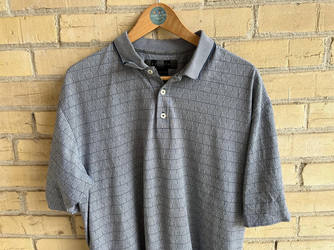 L/G - Vintage Nike Golf Polo Shirt - Blue White Checkered Dri-fit Large ...