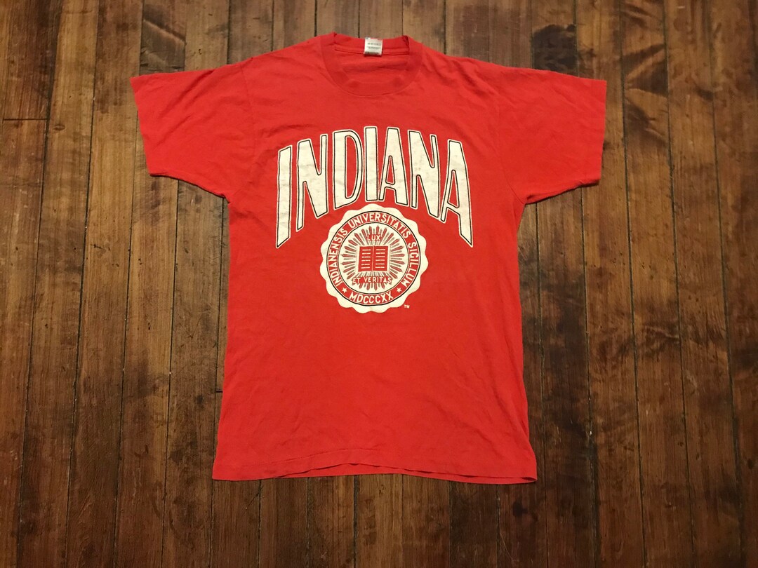 Indiana Hoosiers Graphic Tee Shirt Single Stitch Vintage Faded NCAA ...