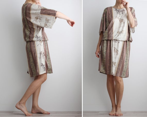 Vintage animal print with African motives maxi oversi… - Gem