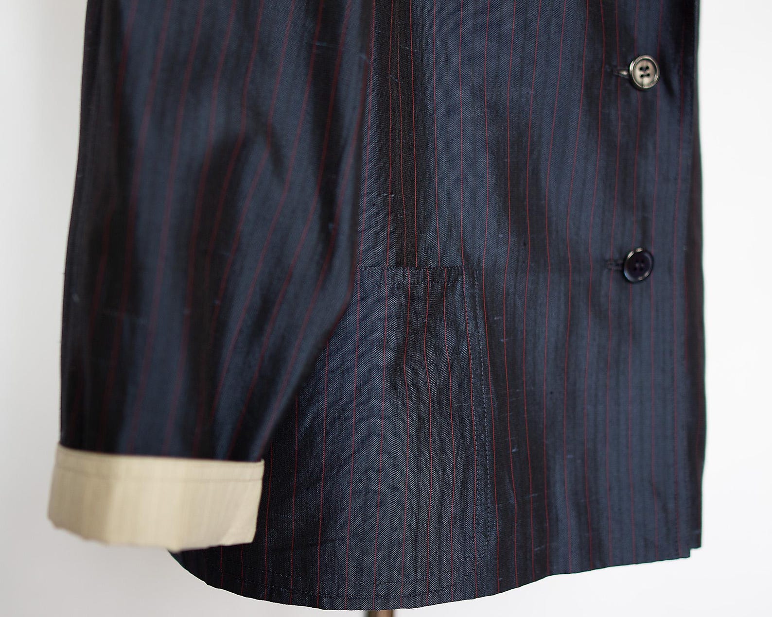 Vintage 1980s Oversize Blue Striped Jacket With White Collar / Size L ...