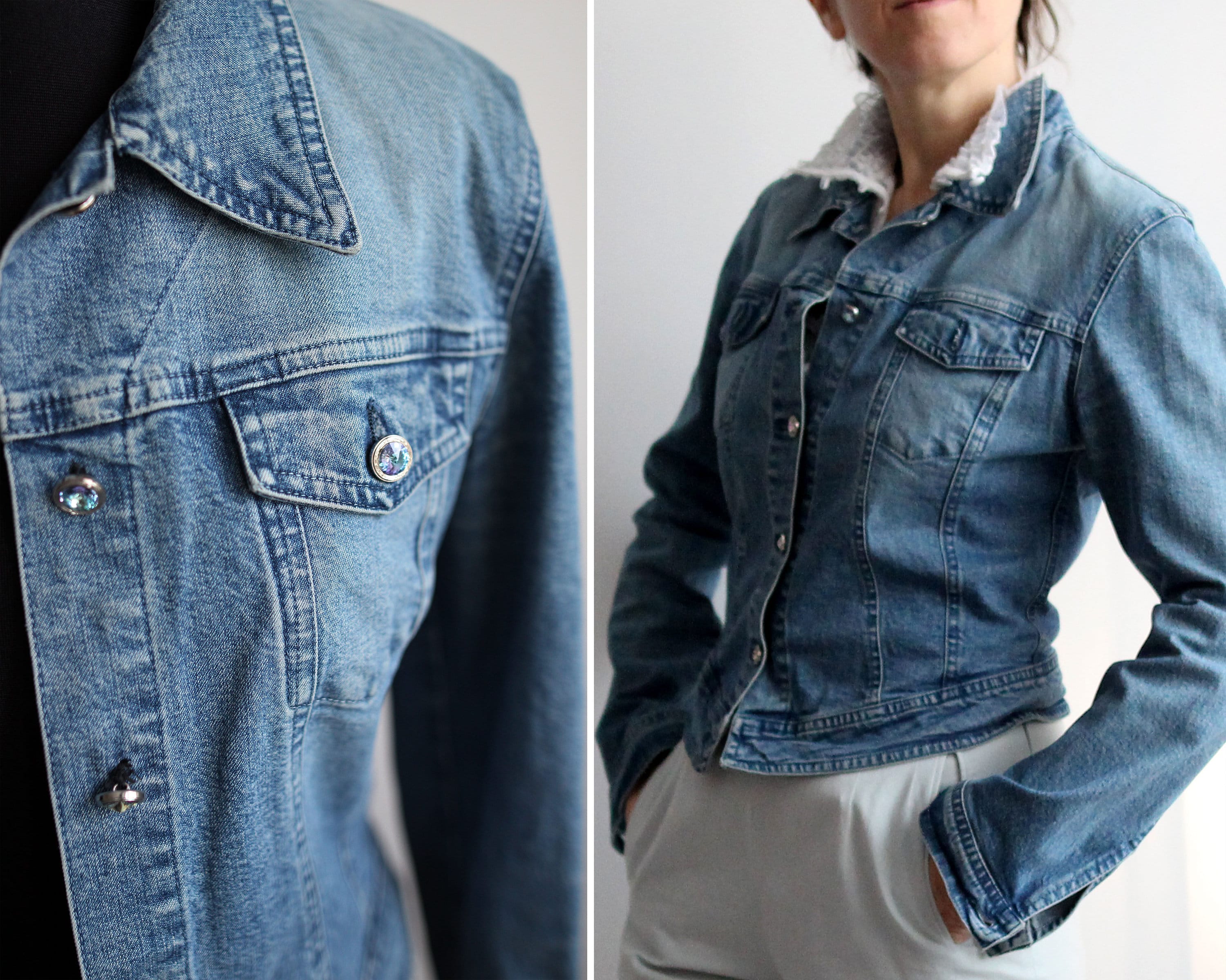 Gai Mattiolo Vintage Denim Jeans Italian Jacket With Sparkly Diamond ...