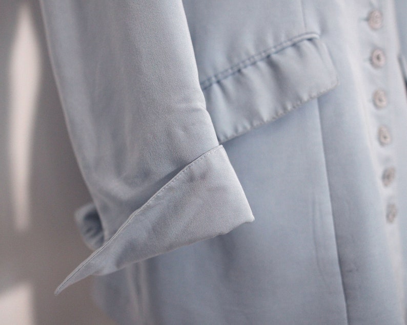Light Blue Vintage French Big Shoulders Slim Buttoned Single - Etsy