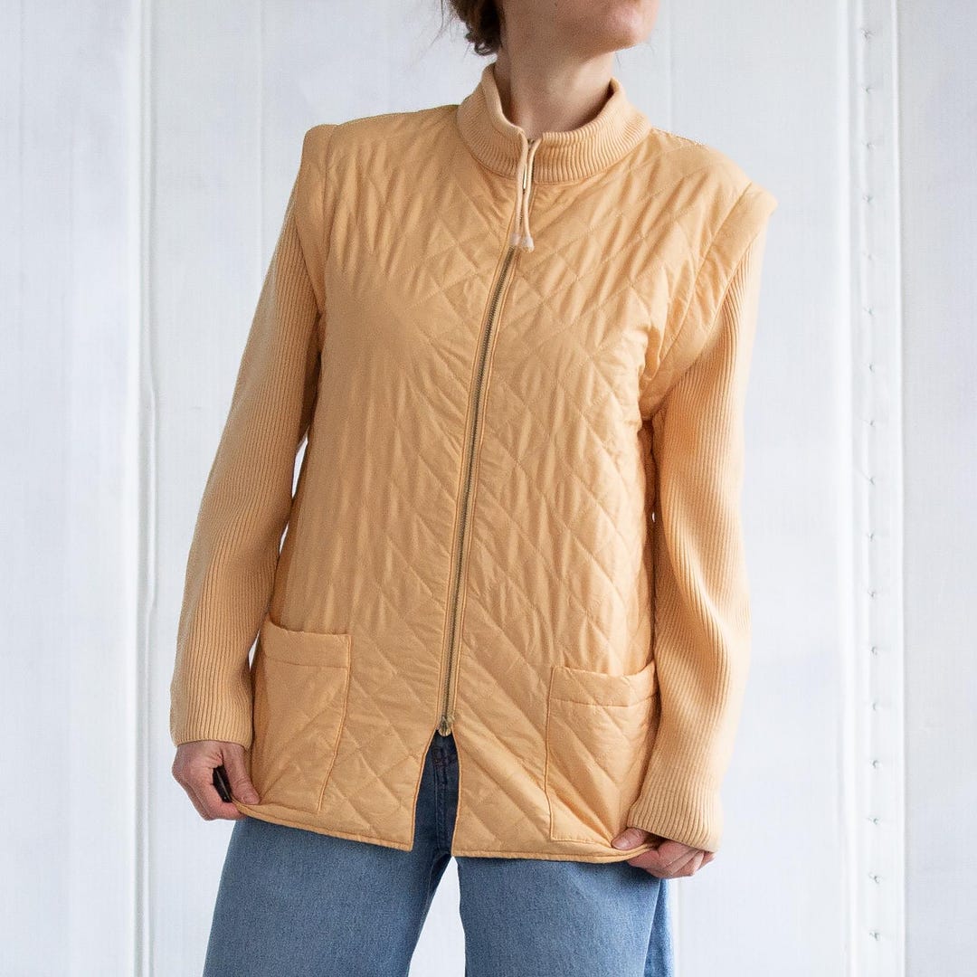Vintage Quilted Jacket With Merino Wool Sleeves, Made in Italy (size M ...
