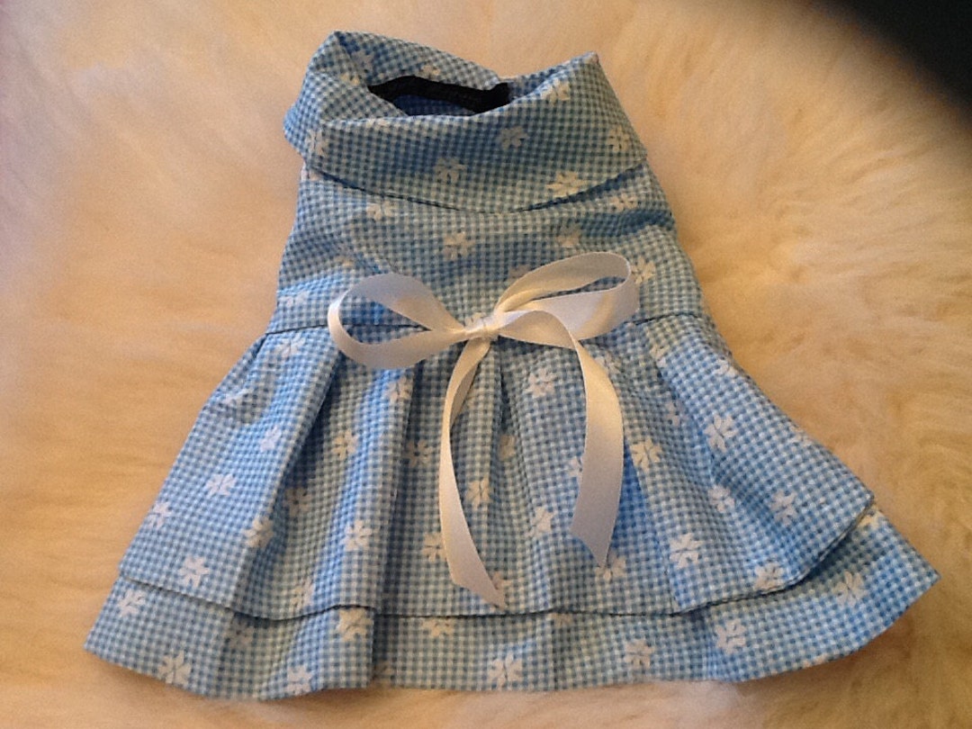 Blue Cotton Dog Dress With White Tiny Flowers - Etsy