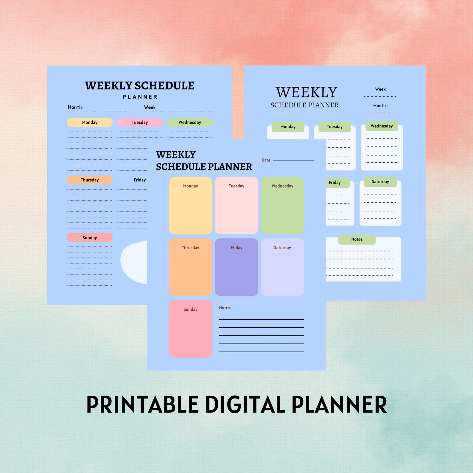Weekly Planner Blue Printable Planner Weekly Printable Planner A4 ...