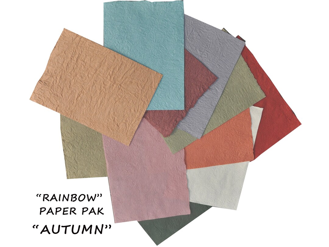11 Sheet HANDMADE PAPER PAK, "autumn"-textured 9" X 12" Seasonal Color ...