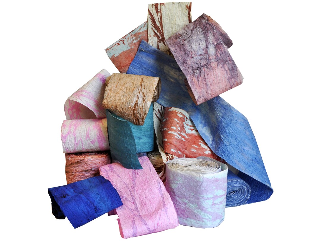 SPECIAL - "marbled" Handmade Paper 5" Wide Paper Ribbon Rolls - 16 Yds ...